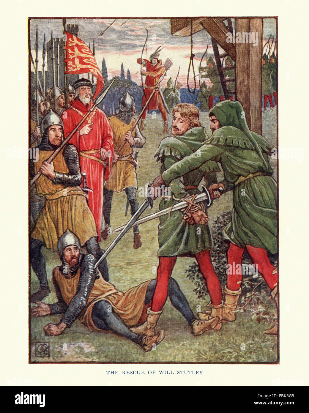 Illustration from the story of Robin Hood. Robin Hood and the Rescue of ...