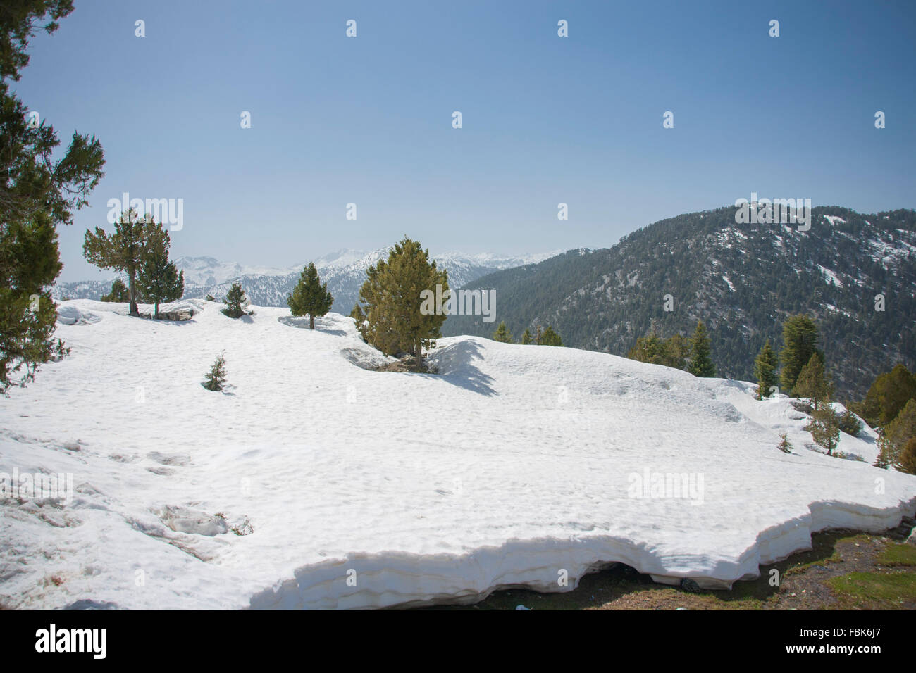 Snowy valley mountains Mountains and forest. Anatolia, Turkey Snow ...