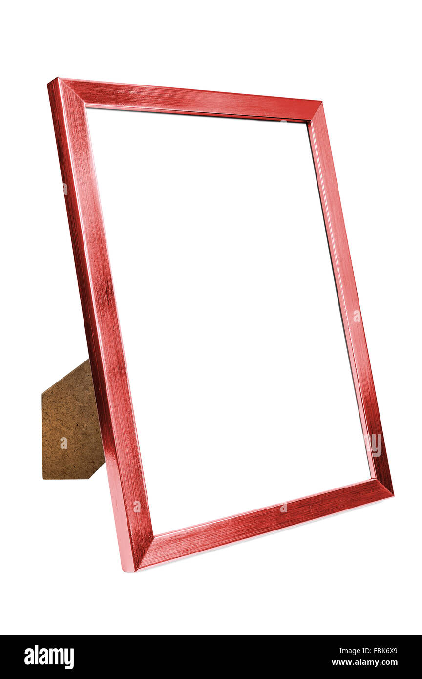 Red aluminum empty photo frame isolated on white background with ...