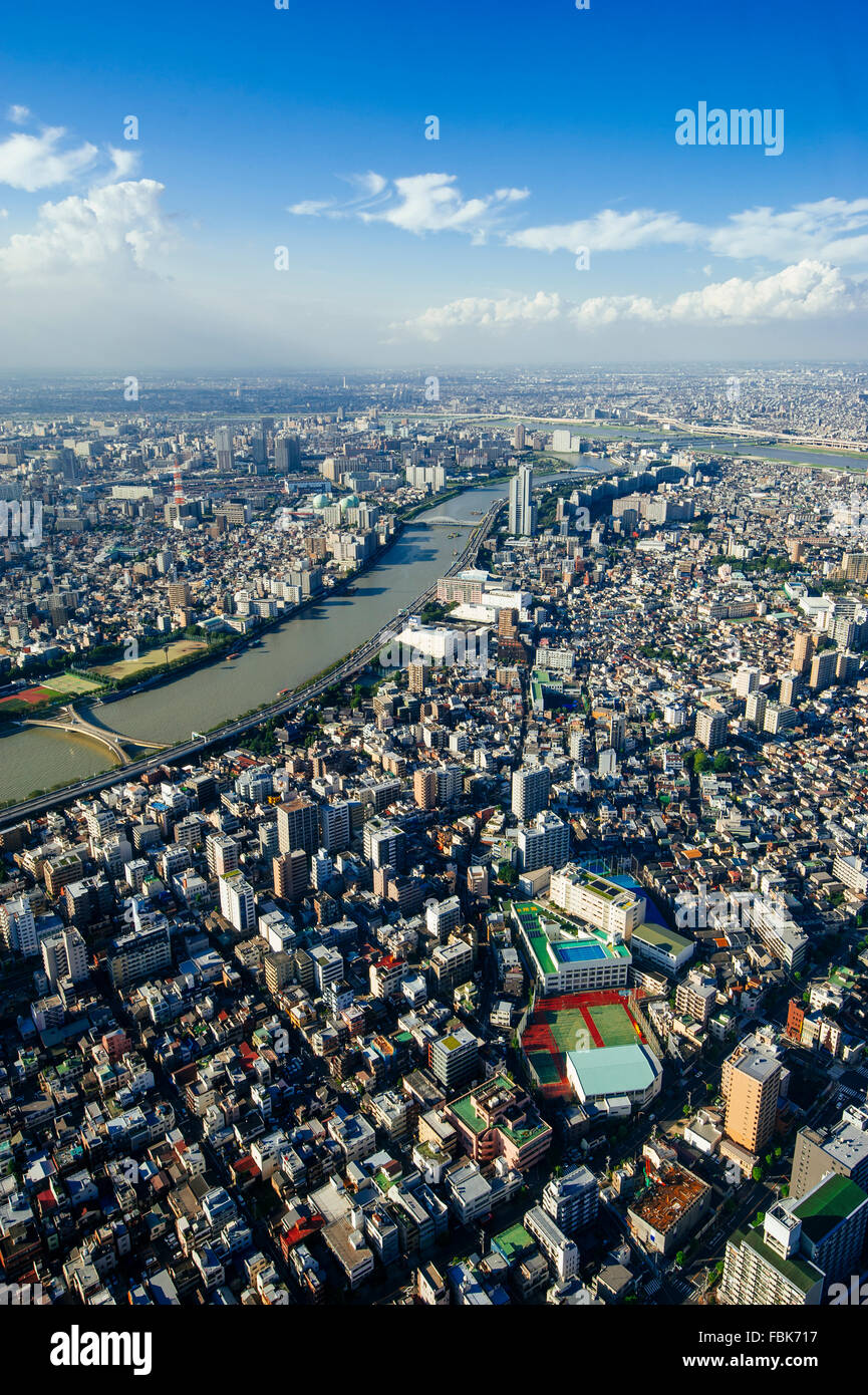 The bird's eye view of a part of Tokyo mega city from Tokyo Sky Tree ...