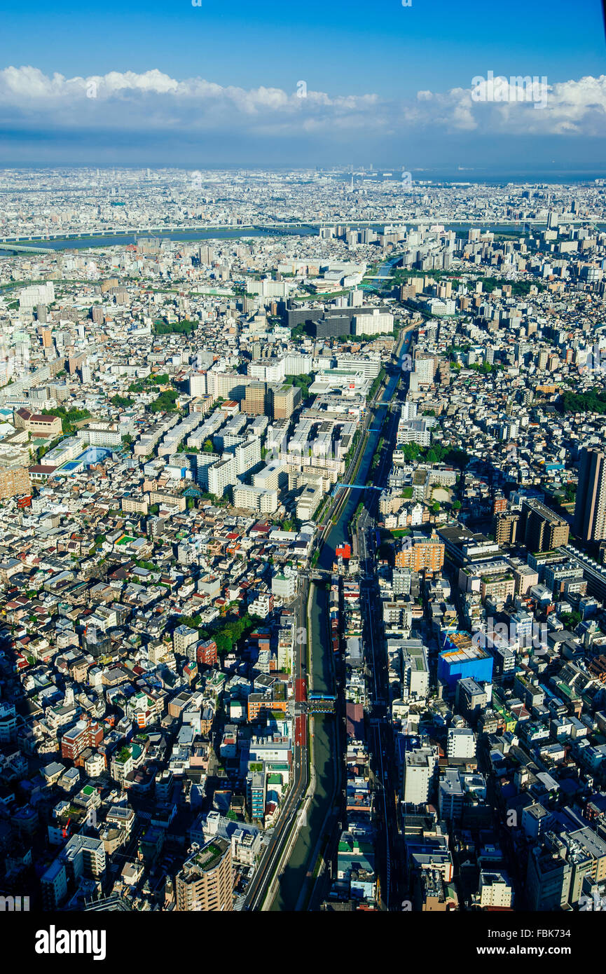The bird's eye view of a part of Tokyo mega city from Tokyo Sky Tree ...