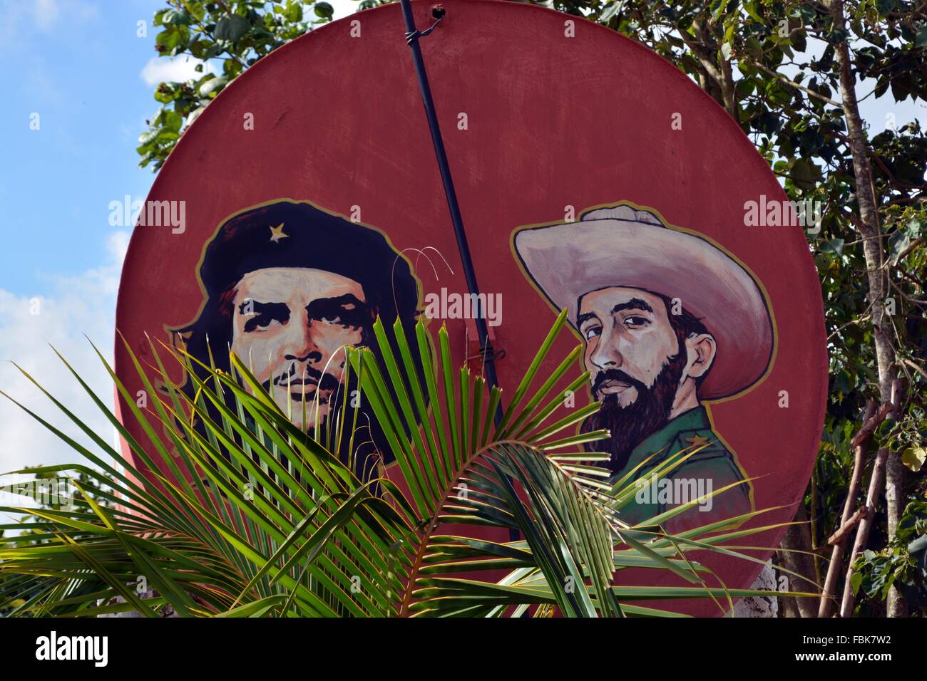 water tank in Vinales painted with portraits of the Cuban revolutionary ...