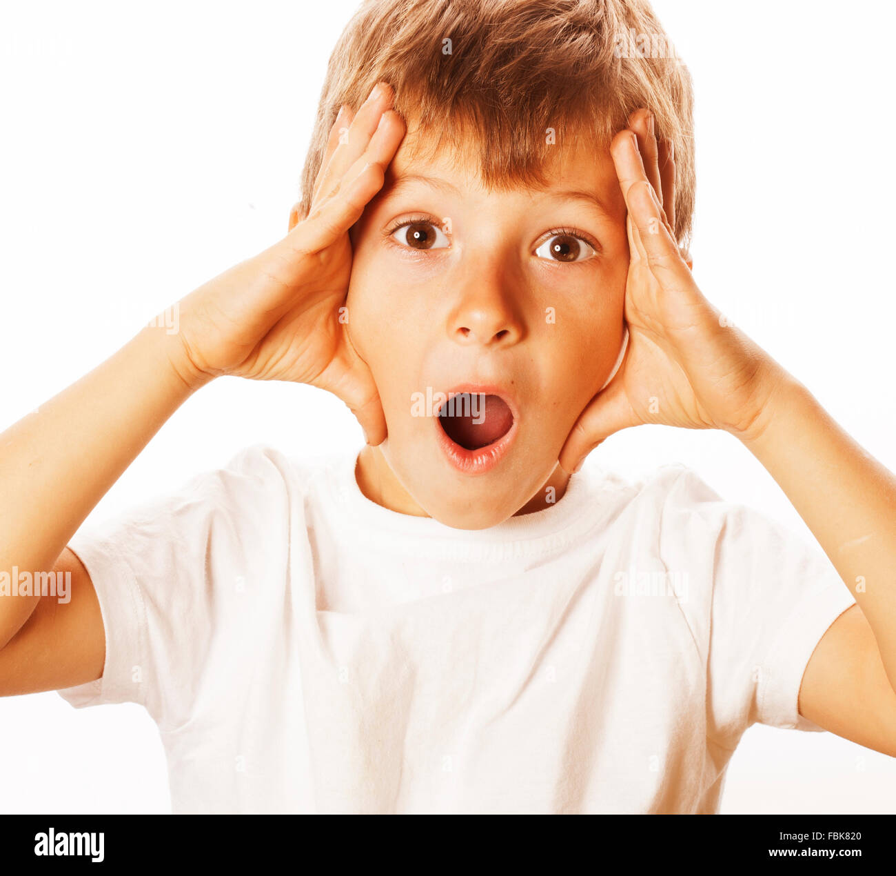 young pretty boy wondering face isolated gesture close up Stock Photo ...
