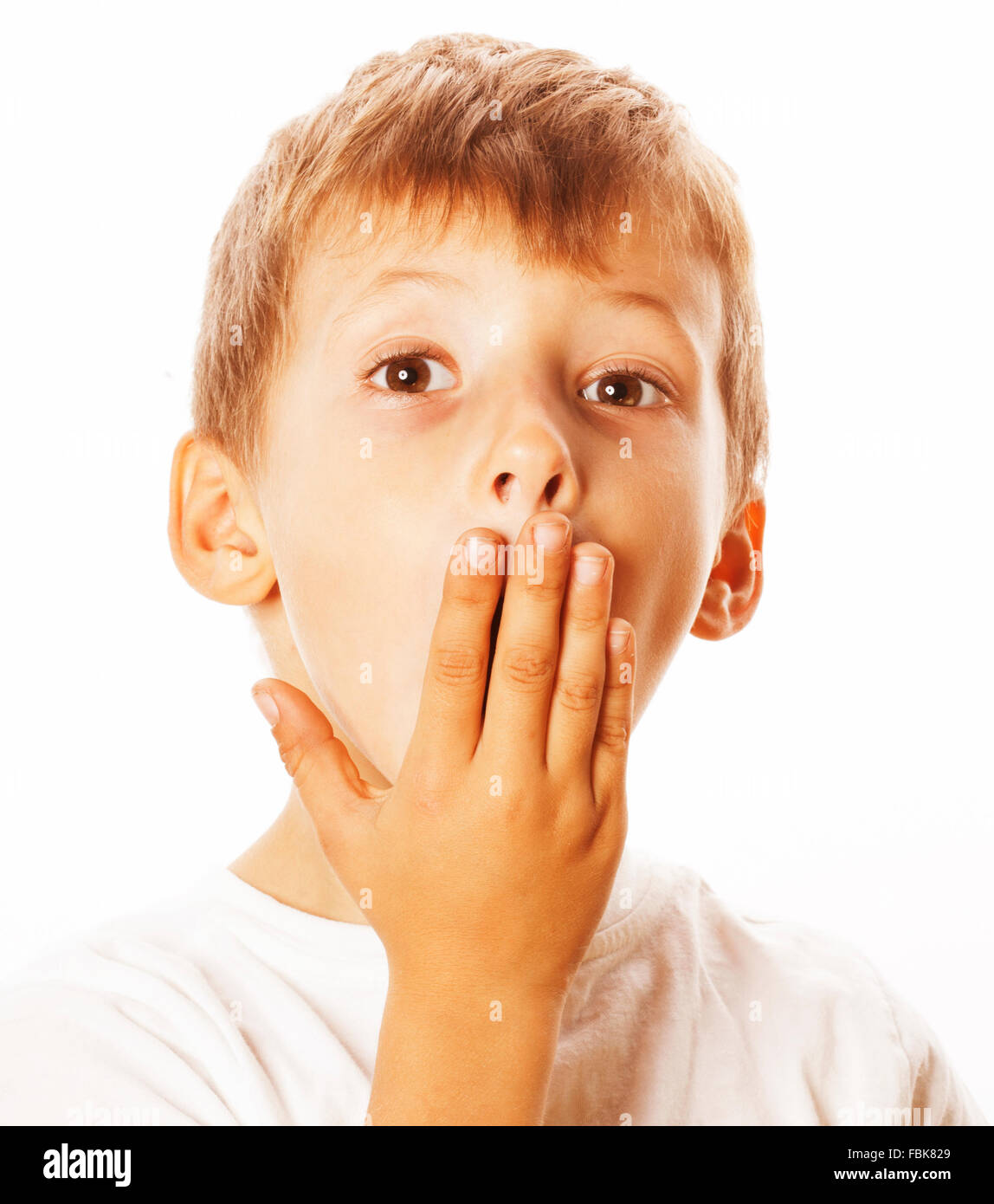 young pretty boy wondering face isolated gesture close up Stock Photo ...