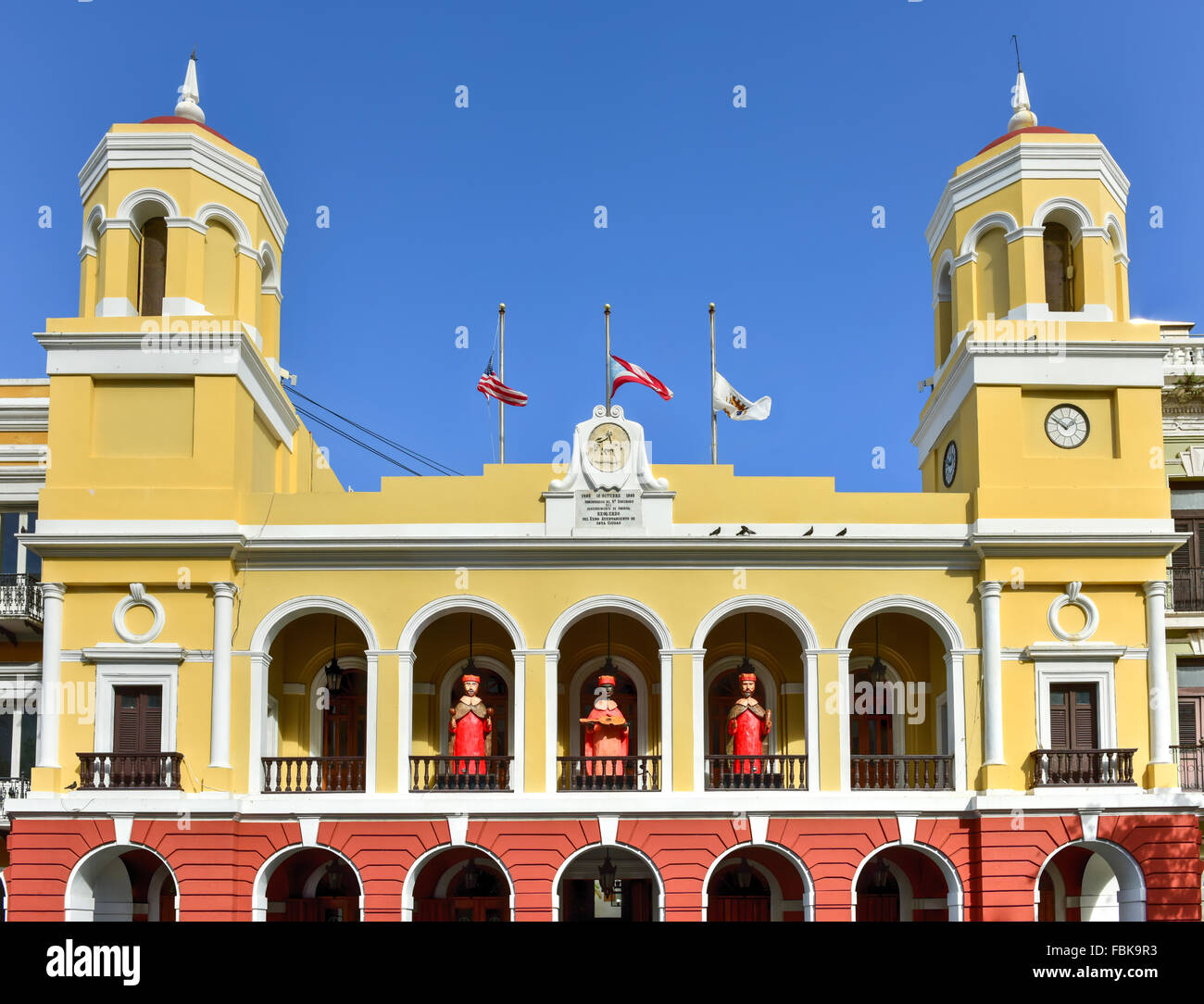 Old San Juan City Hall in the Plaza de Armas in Puerto Rico during the ...