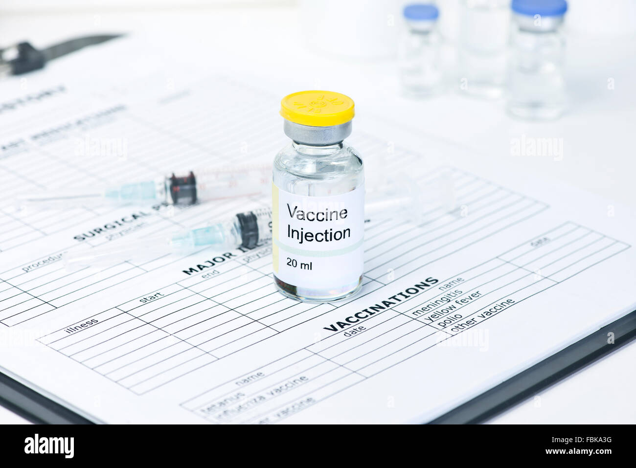Hypothetical vaccine injection vial . Label is fictitious and any ...