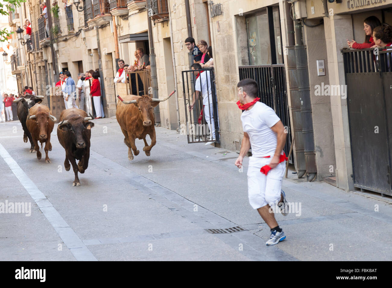 Local man running ahead of the bulls at the Running of the Bulls in ...
