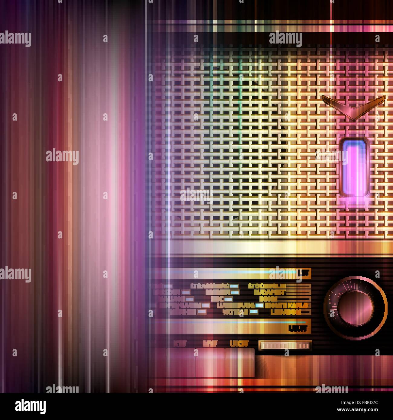 abstract blue music background with retro radio Stock Vector Image ...