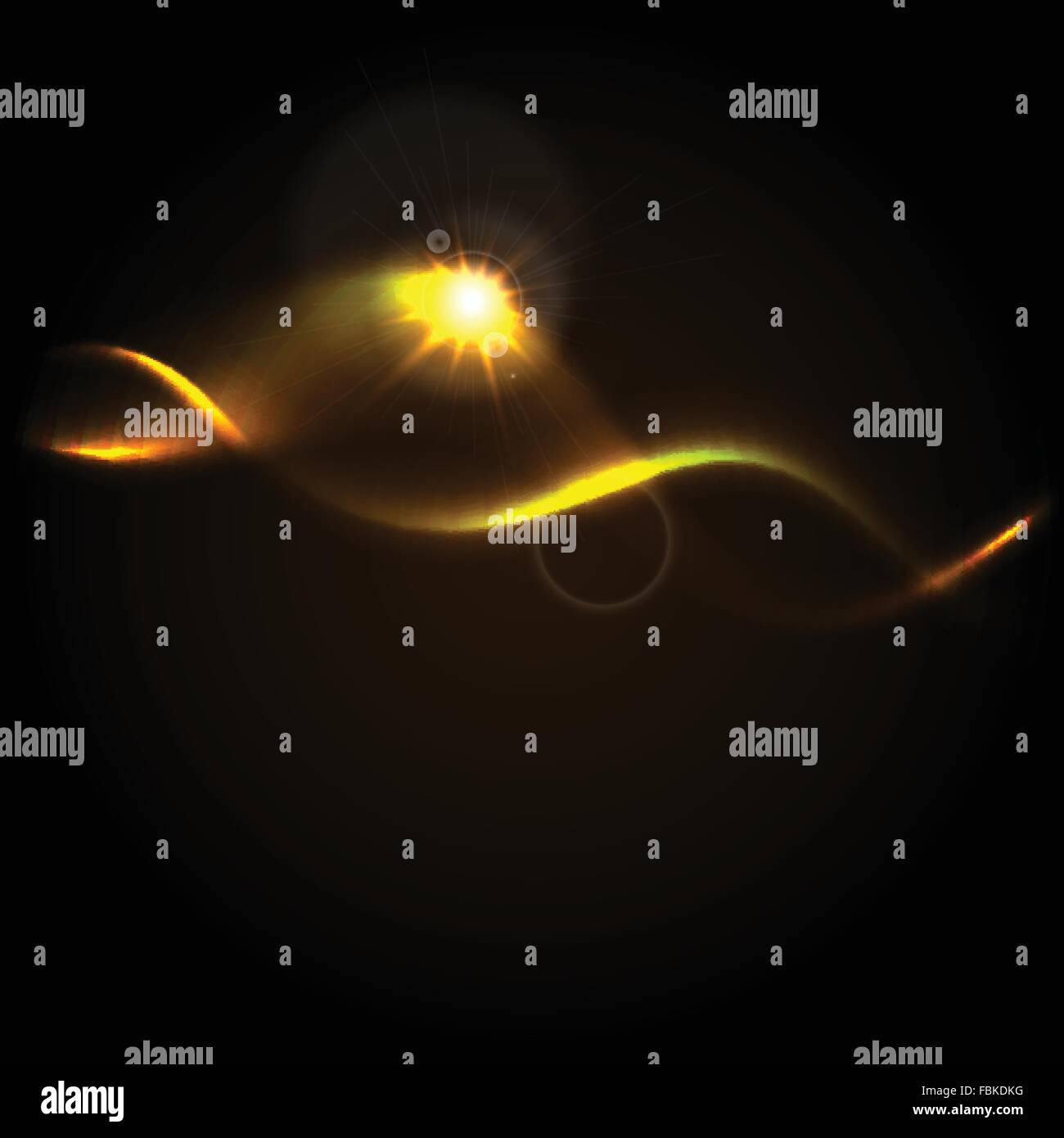 Gold color glow waves abstract background with lens flare vector design ...