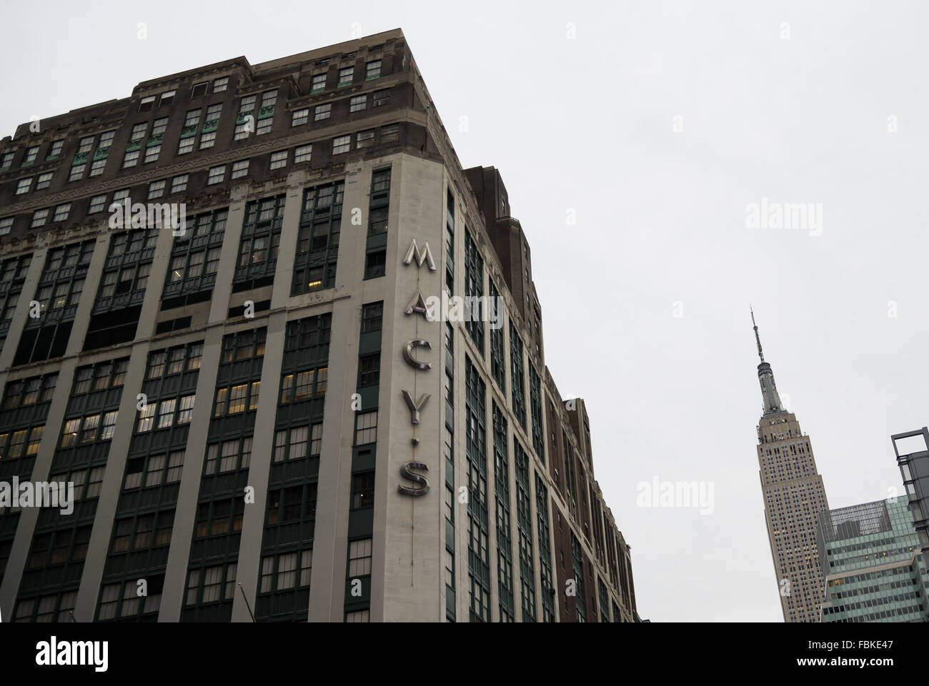 Looking up towards the corner of Macy's building with the Empire State ...