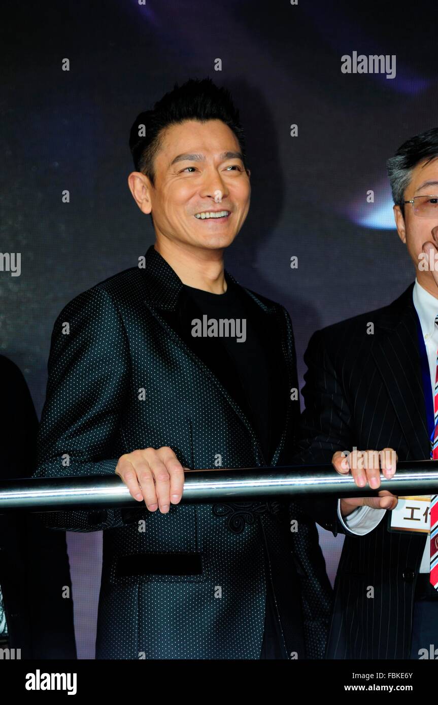 Shanghai, China. 16th Jan, 2016. Andy Lau attends a promotion activity ...