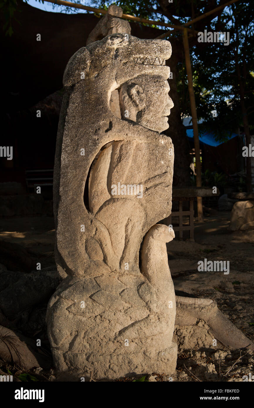 Human-shaped sculpture in traditional village of Prailiu in Kambera ...