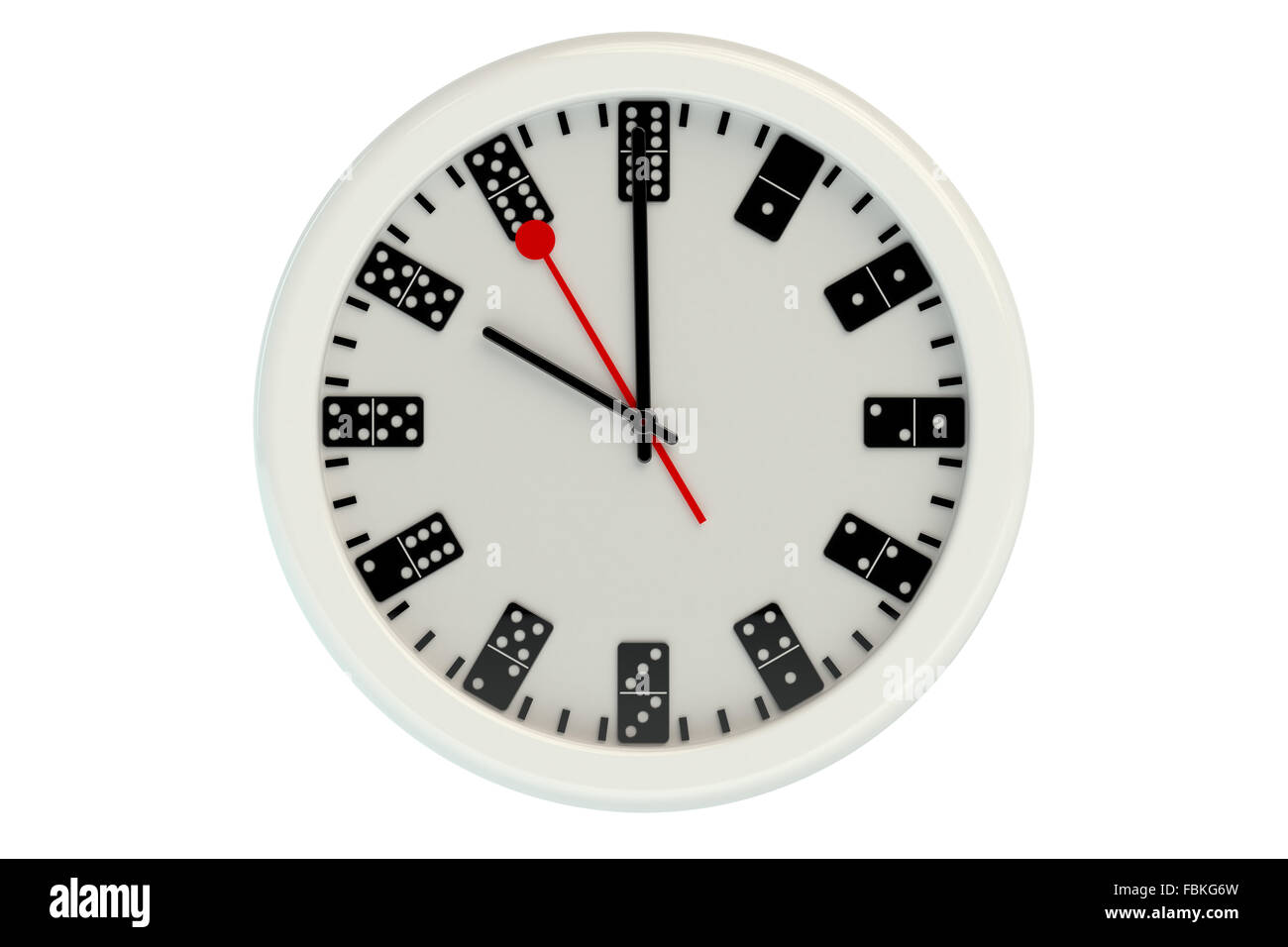 Wall clock with dial of dominoes isolated on white background Stock ...