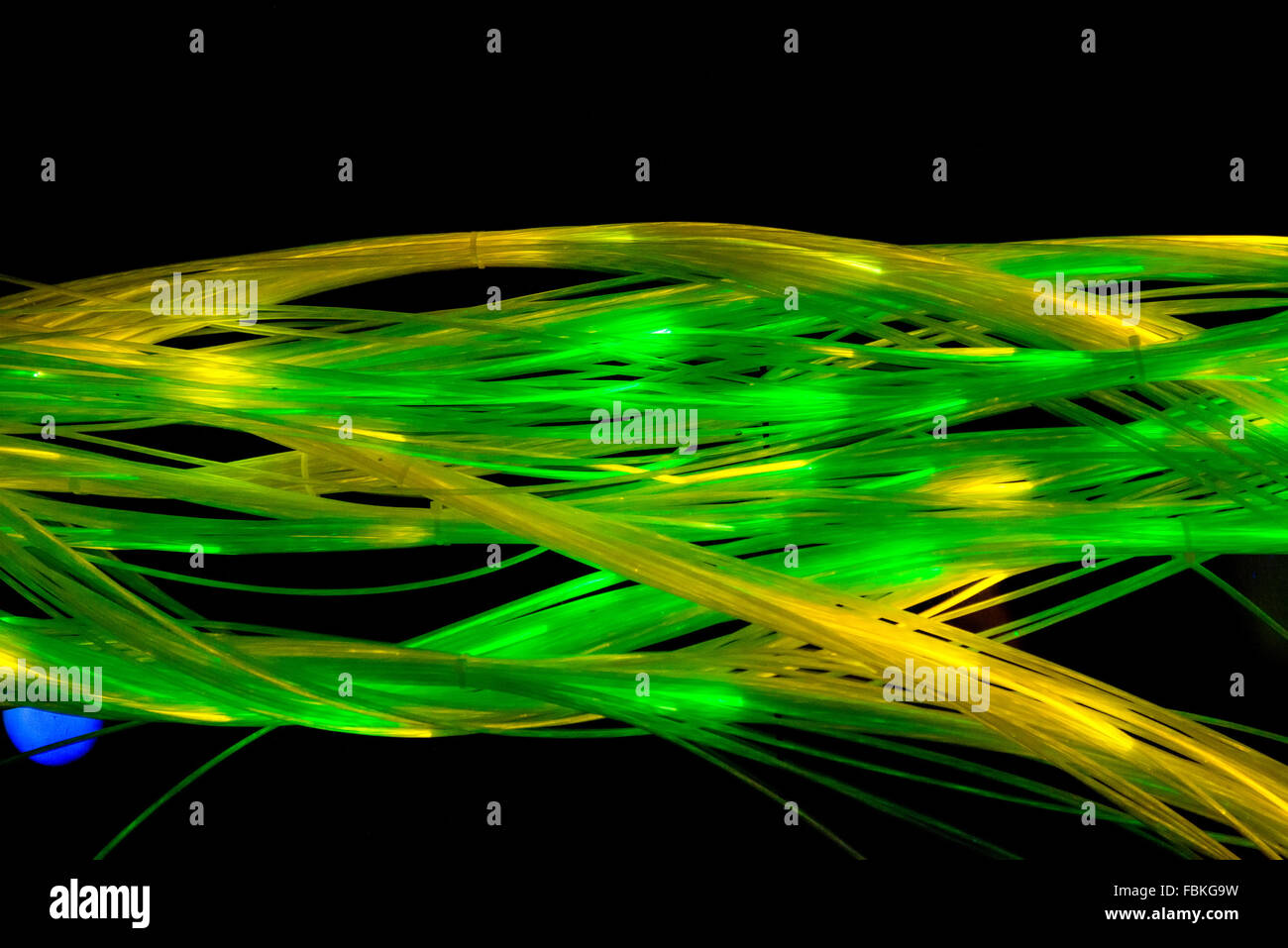 Colorful yellow and green fiber optics transparent tubes Stock Photo ...