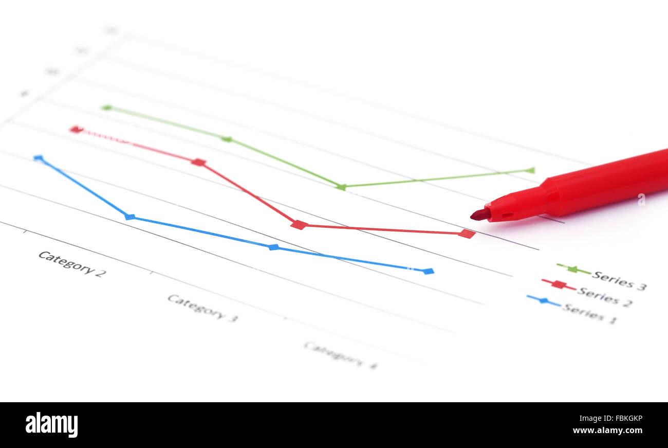 Graph with a signature pen over white background Stock Photo - Alamy