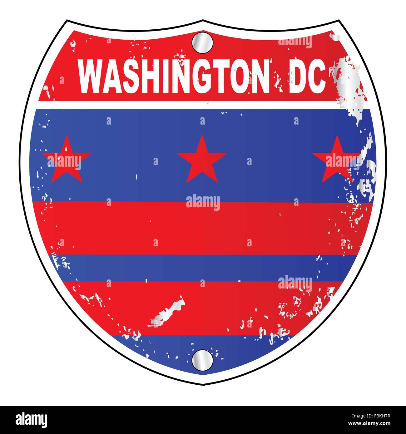 Washington DC flag icons as an interstate sign over a white background ...