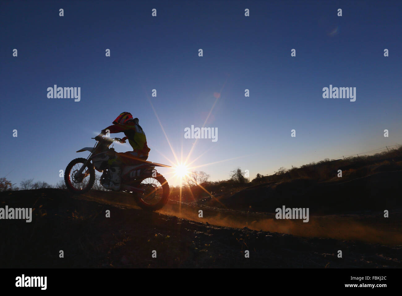Motocross sunset silhouette motorcycle hi-res stock photography and ...