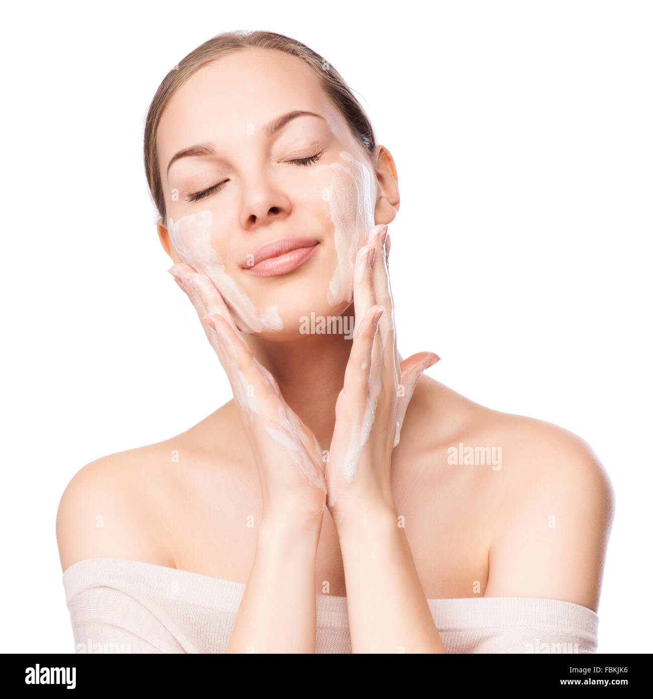 Beautiful woman face wash hi-res stock photography and images - Alamy