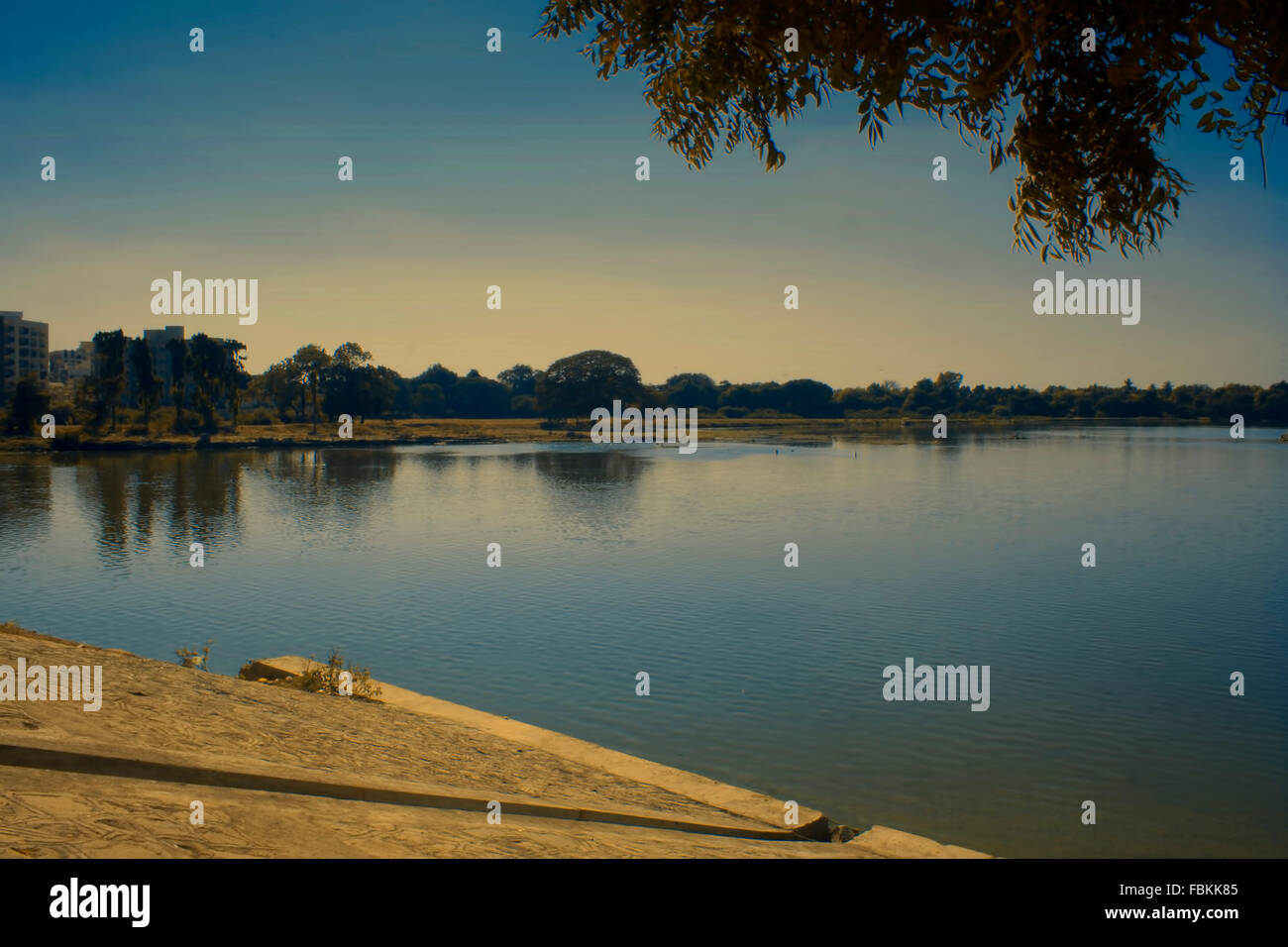 The ancient Narsinh Mehta Lake of Junagadh Town - Gujarat - India Stock ...