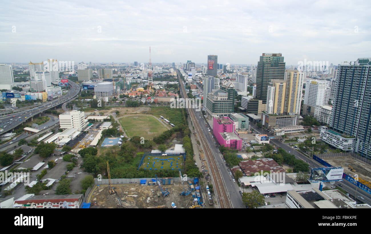 A aerial view from Makkasan airport rail link station in Bangkok ...
