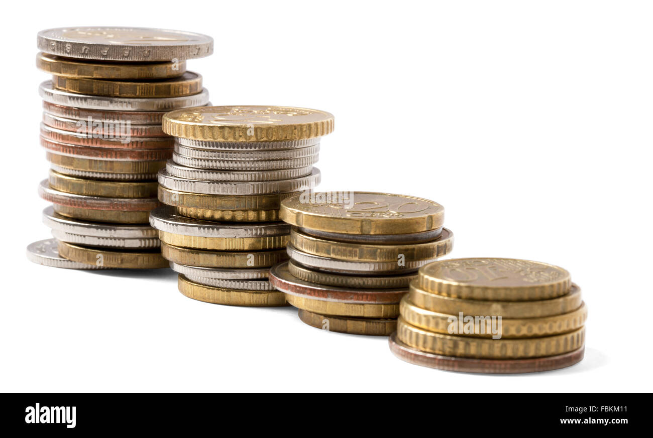 Piles of coins Stock Photo - Alamy
