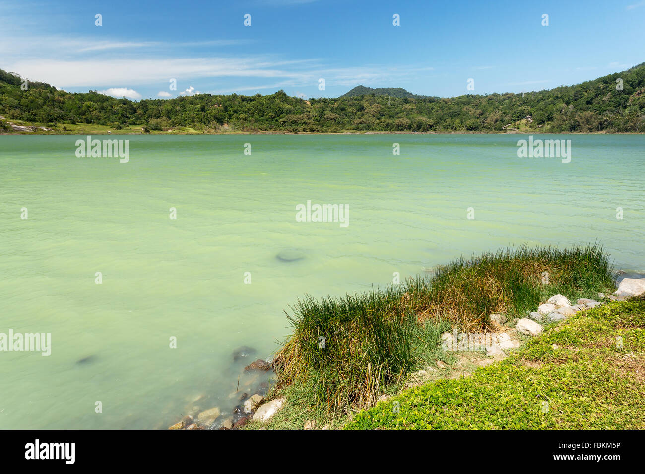 famous tourist attraction sulphurous lake - Danau Linow, North Sulawesi ...
