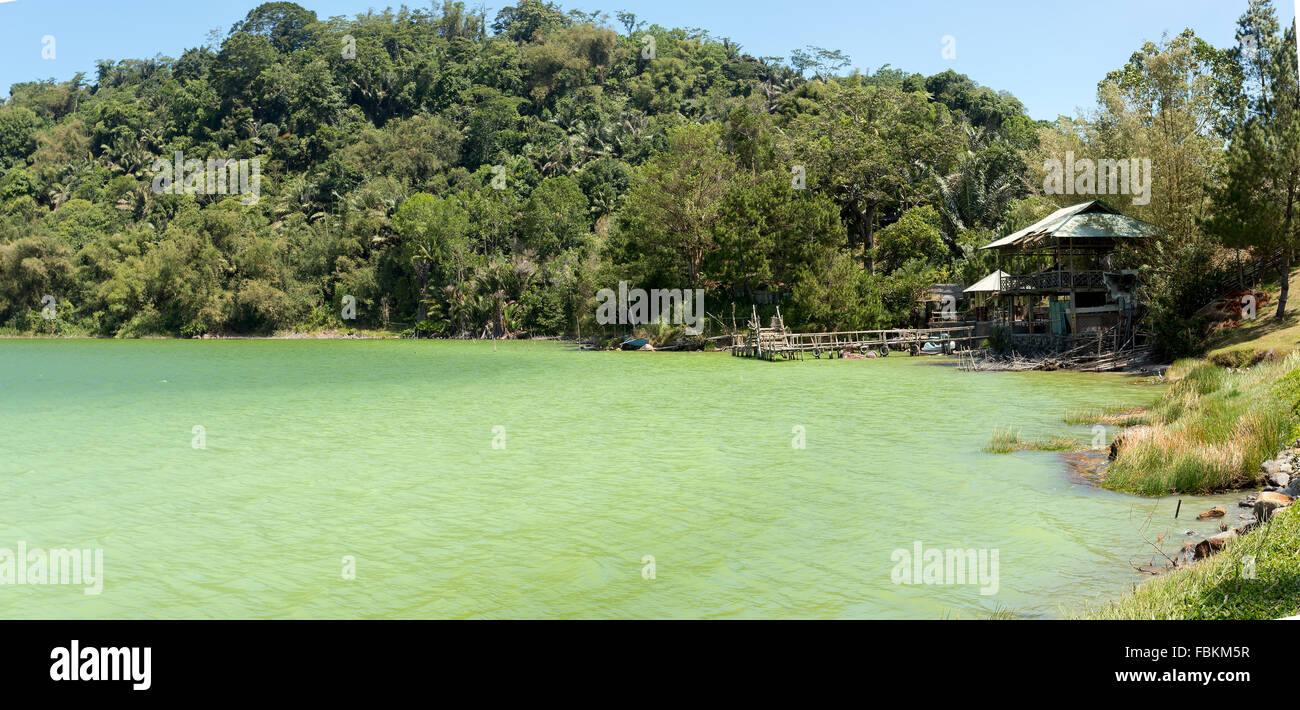 famous tourist attraction sulphurous lake - Danau Linow, North Sulawesi ...