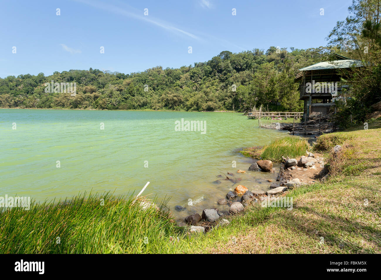 famous tourist attraction sulphurous lake - Danau Linow, North Sulawesi ...