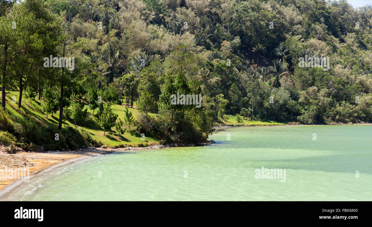famous tourist attraction sulphurous lake - Danau Linow, North Sulawesi ...