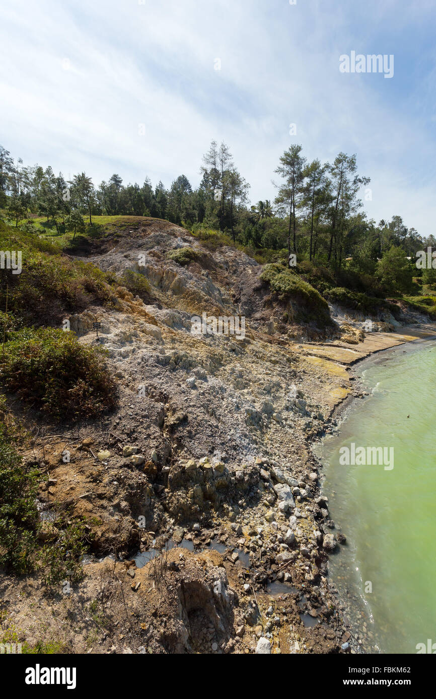 famous tourist attraction sulphurous lake - Danau Linow, North Sulawesi ...