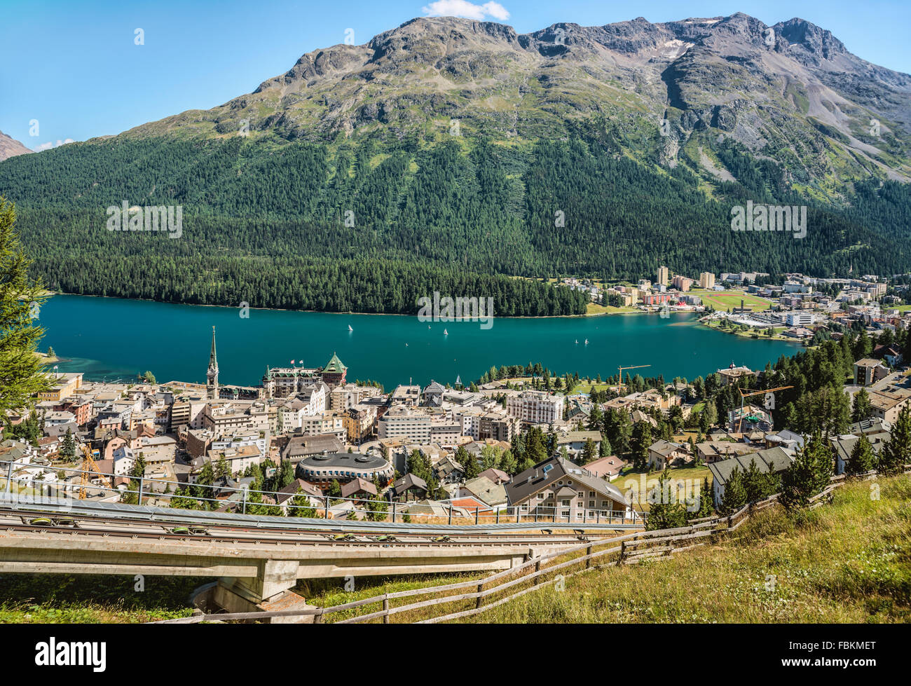 St.Moritz and Lake in Springtime, Upper Engadin, Switzerland Stock ...