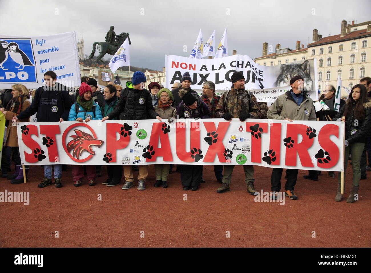 Demonstration on Place Bellecour with environmental groups and nature ...