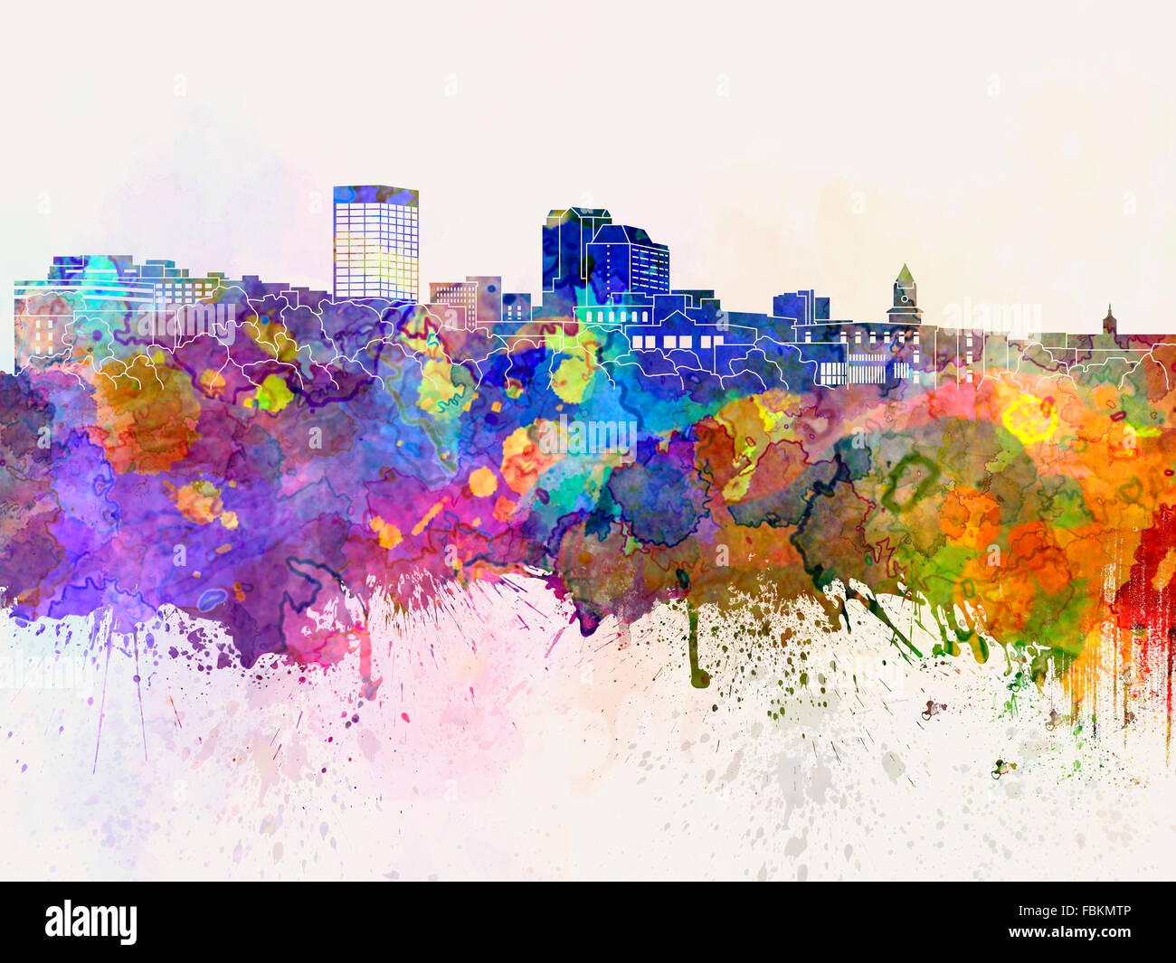 Manchester skyline in watercolor background Stock Photo - Alamy