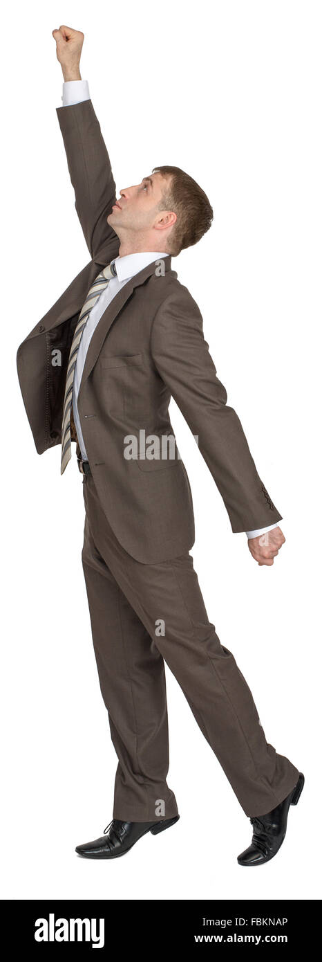 Businessman with arm up Stock Photo - Alamy