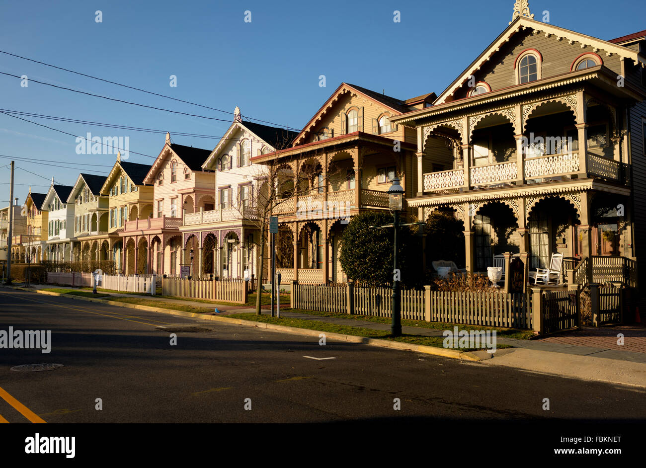 Row of victorian architecture homes in Cape May New Jersey Stock Photo ...