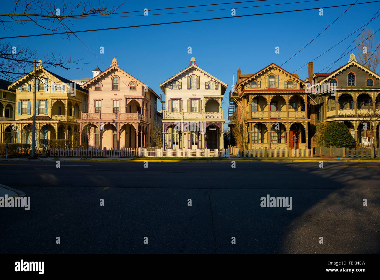 Row of victorian architecture homes in Cape May New Jersey Stock Photo ...