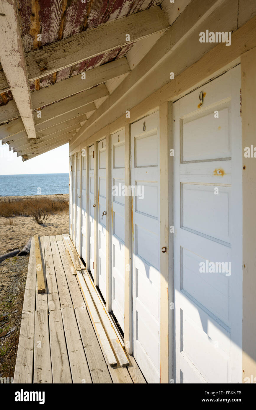 Storage sheds on the beach at Cape May Point New Jersey Stock Photo - Alamy