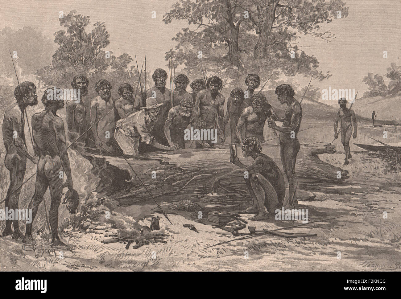 'Batman treating with the blacks'. Victoria, Australia, antique print ...