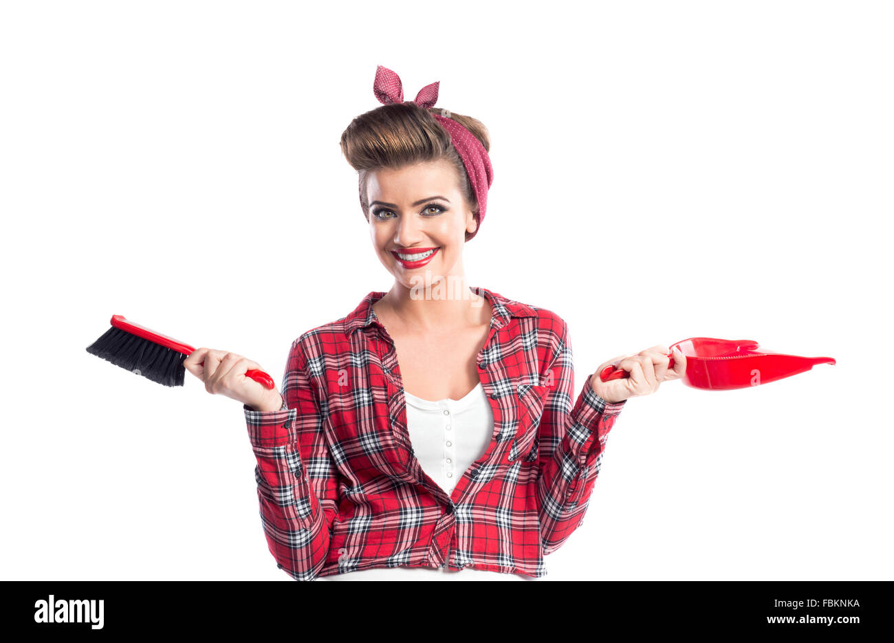 Beautiful young cleaner Stock Photo - Alamy