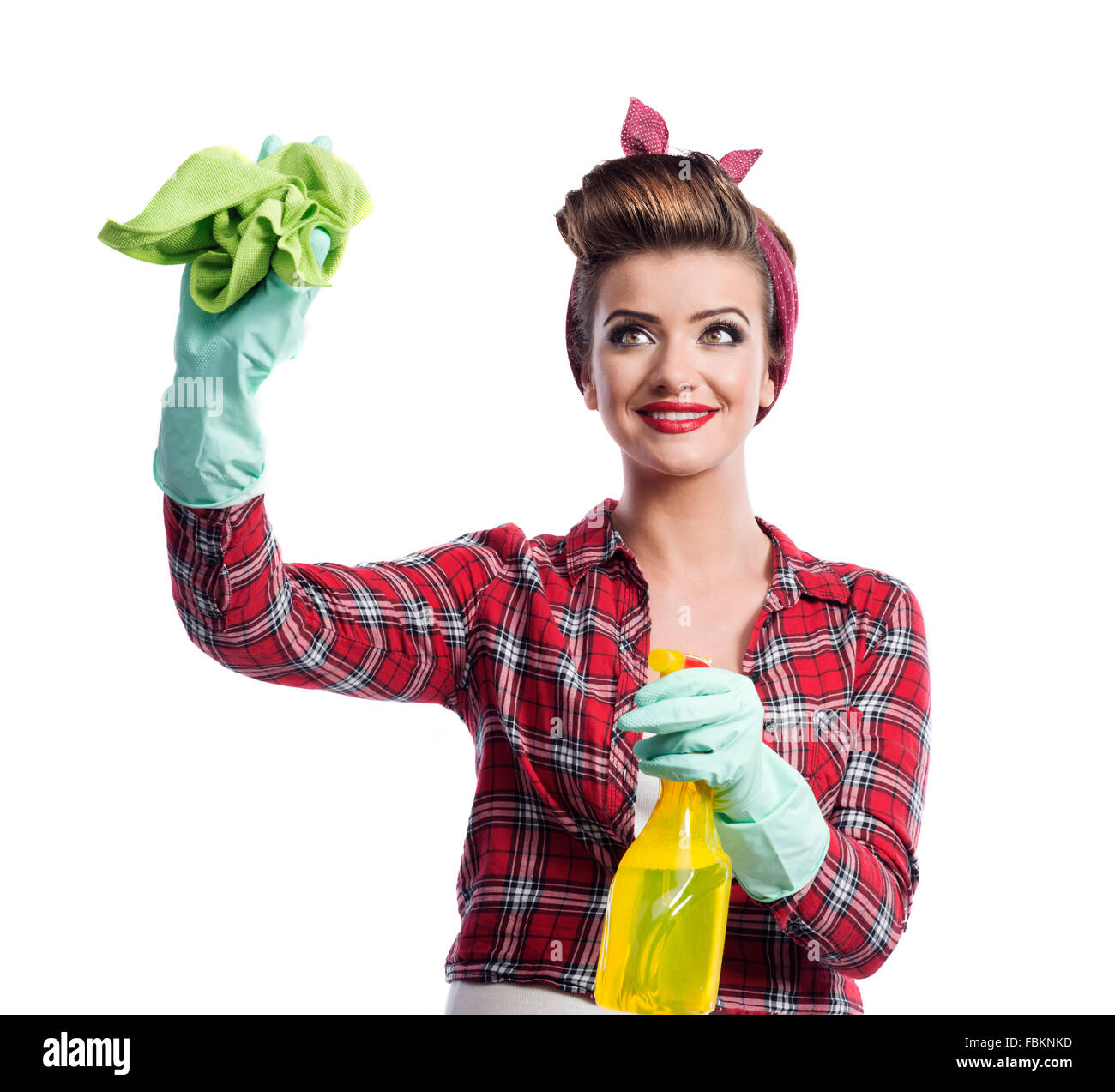 Beautiful young cleaner Stock Photo - Alamy