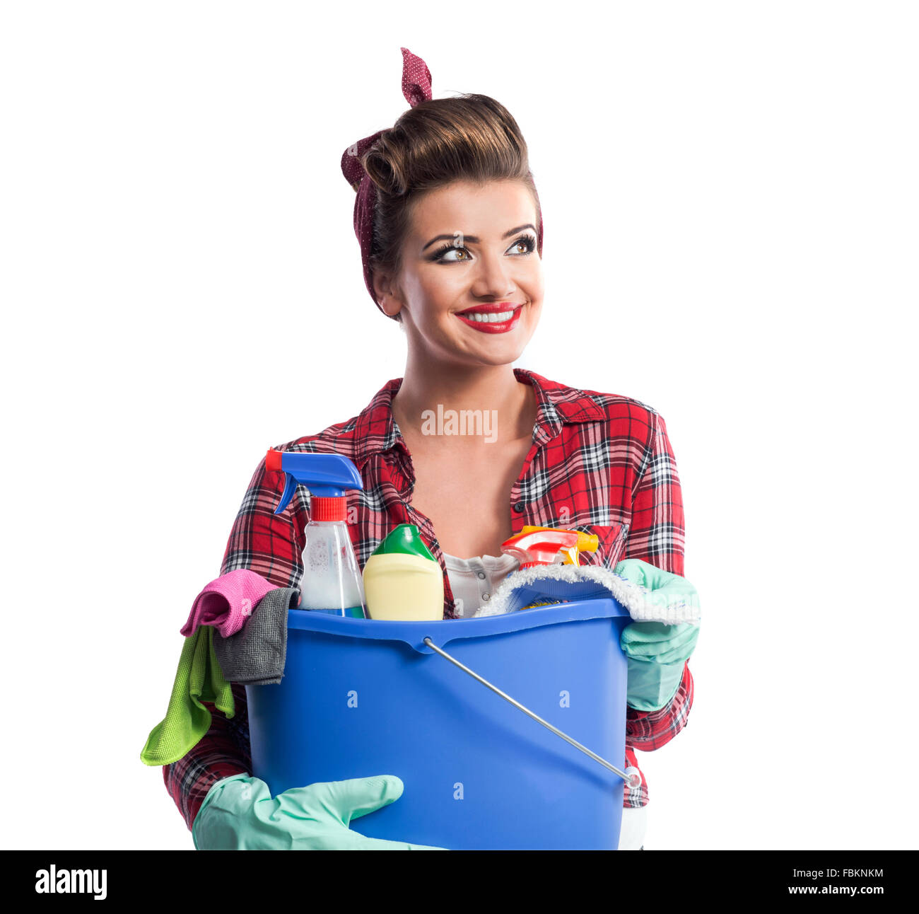 Beautiful young cleaner Stock Photo - Alamy