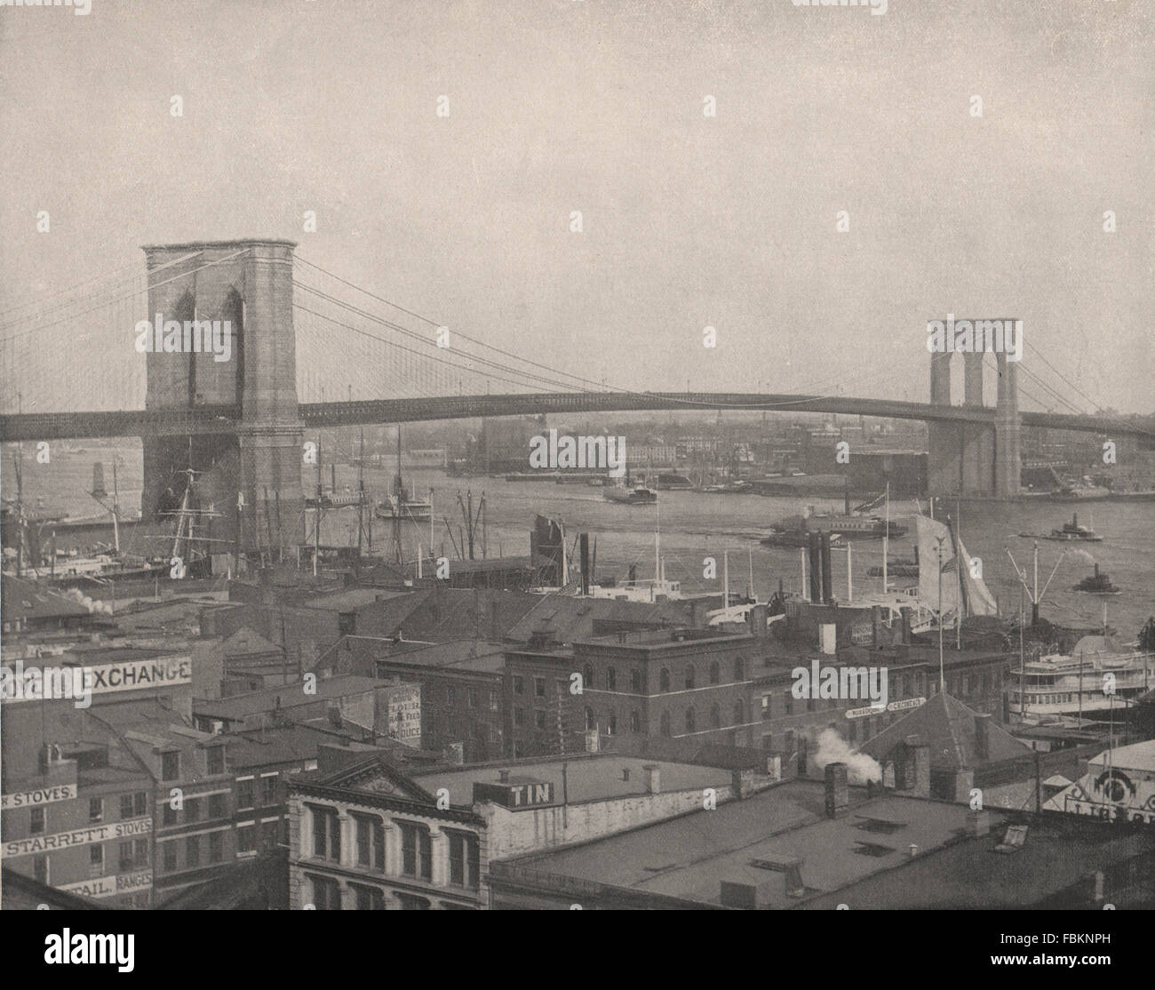 Brooklyn Bridge, New York City, antique print 1895 Stock Photo - Alamy