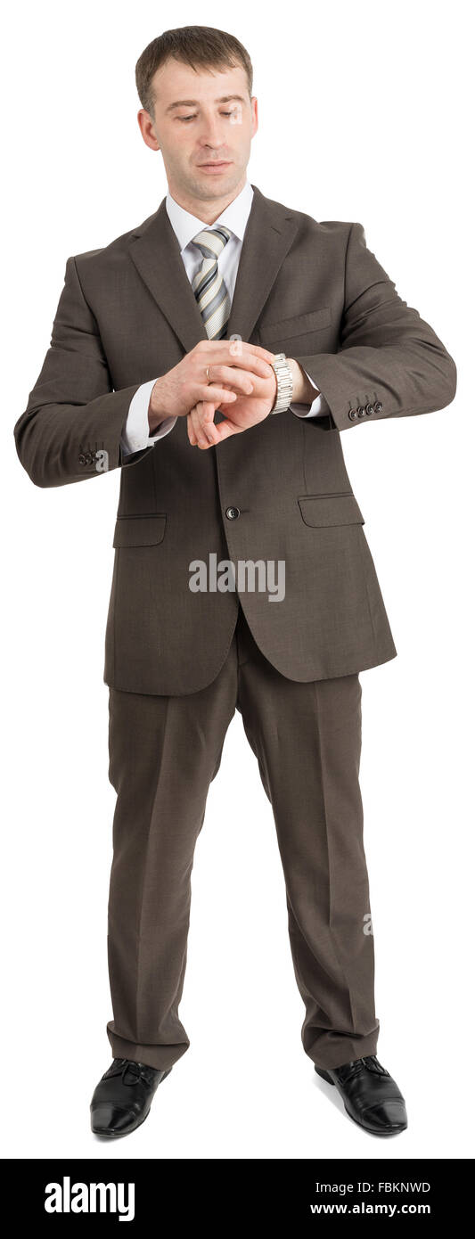 Businessman looking at his hand Stock Photo - Alamy