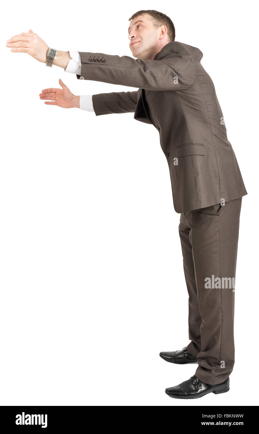 Businessman hugging empty space Stock Photo - Alamy