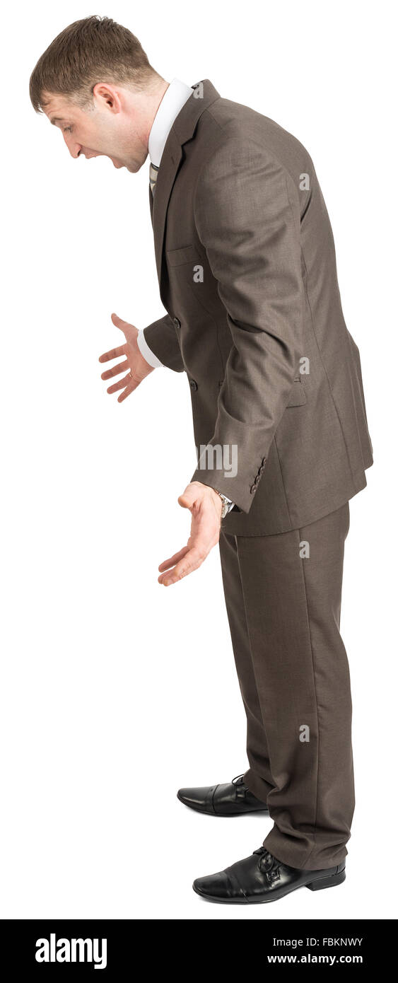 Businessman looking down Stock Photo - Alamy