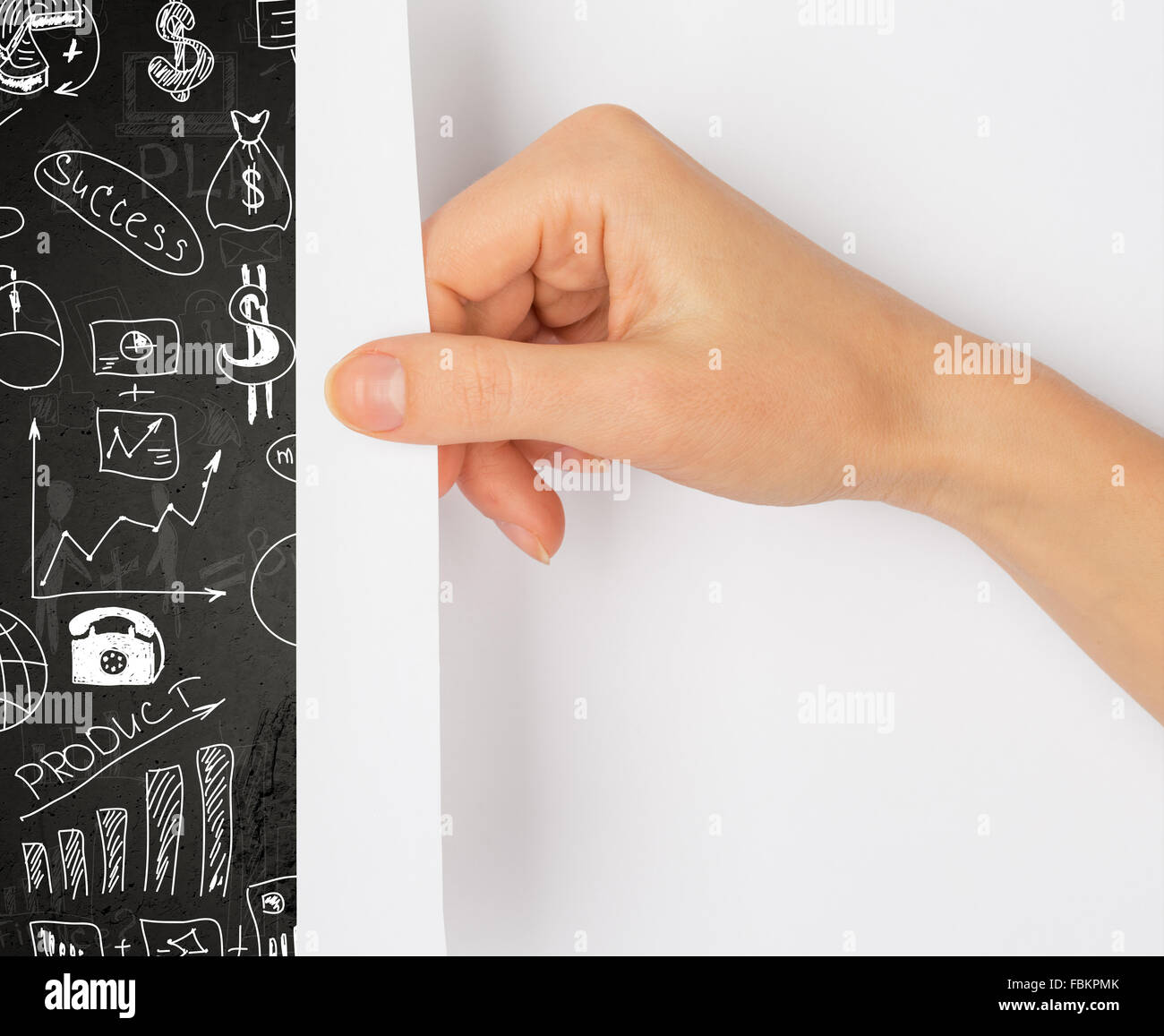 Hand turning page Stock Photo - Alamy