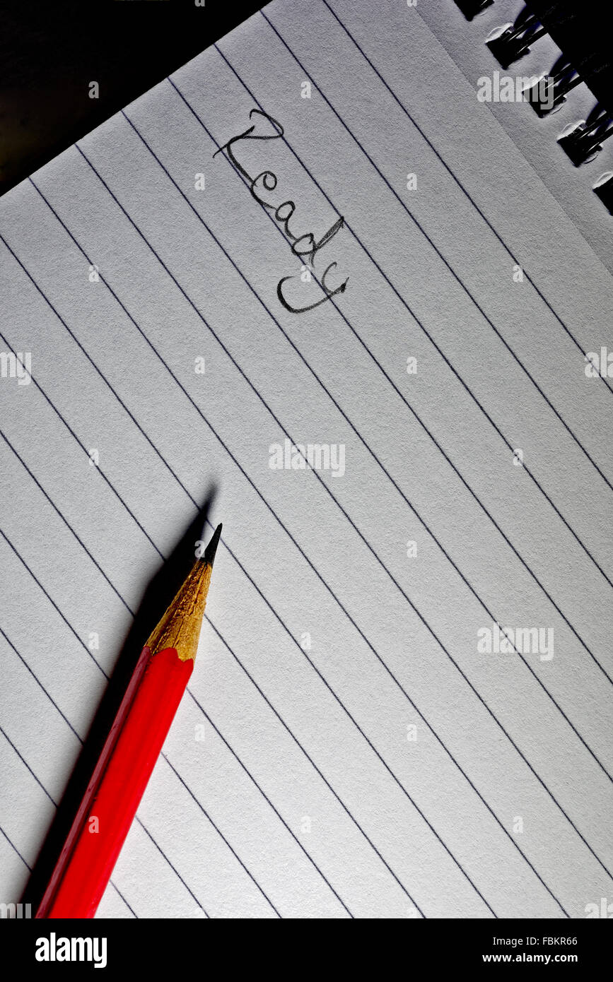 Business metaphor sharpest pencil with note pad and word 'ready' Stock ...