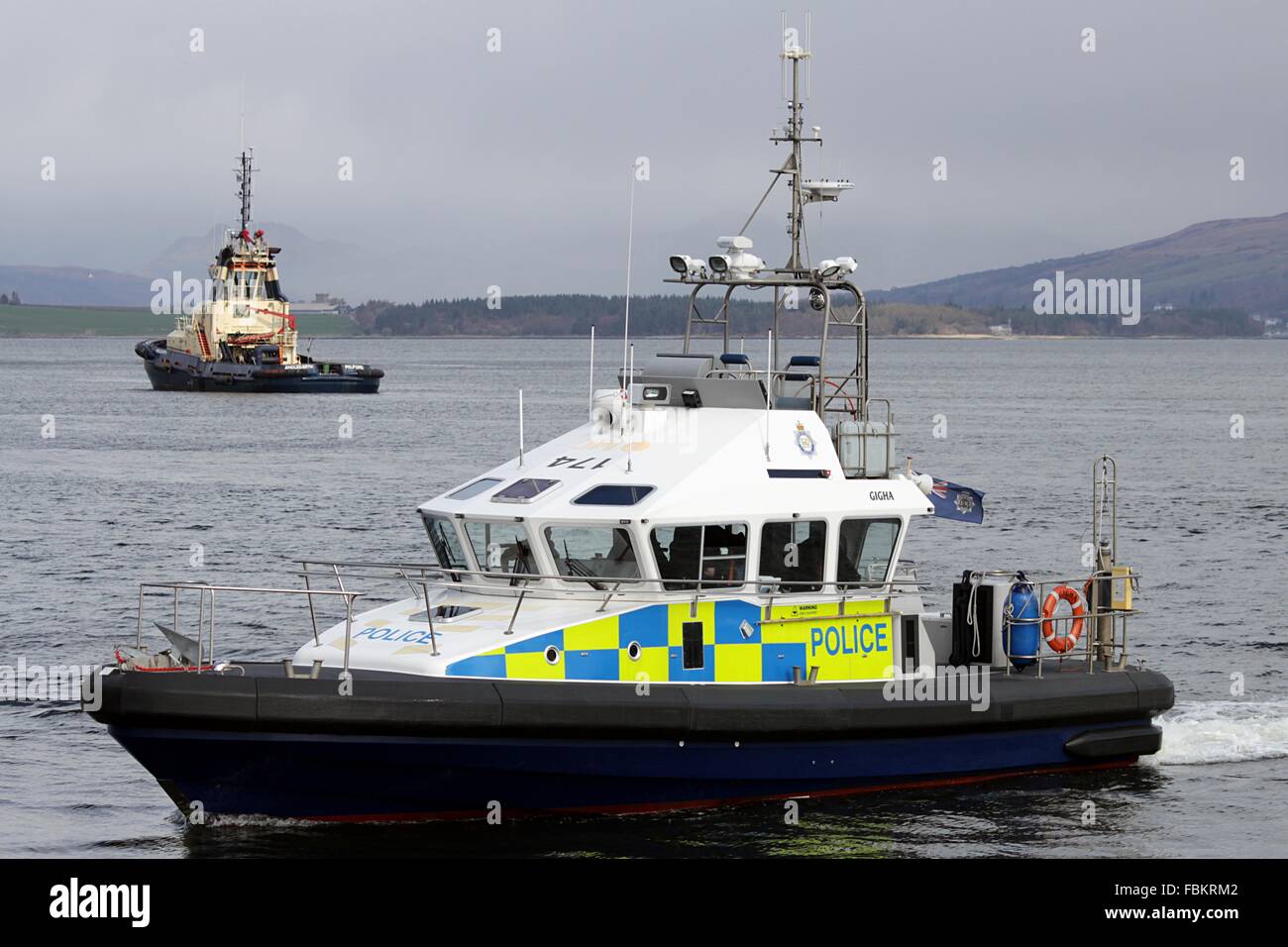 Gigha, an island-class MoD Police launch, provides security for the ...