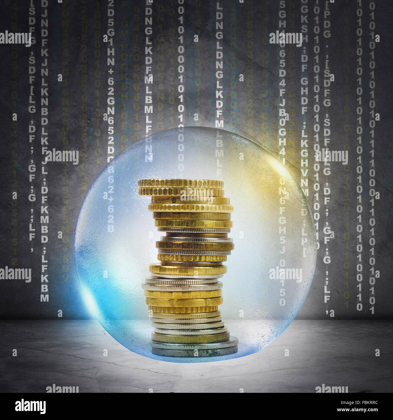 Pile of coins in bubble Stock Photo - Alamy