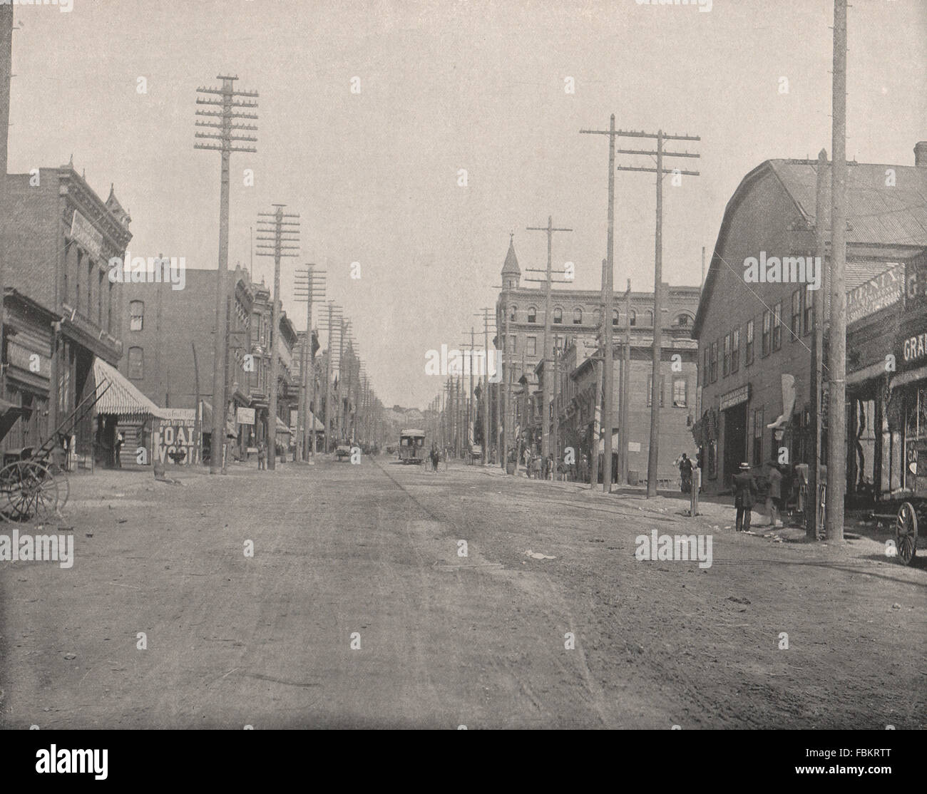 Main Street, Butte City, Montana, antique print 1895 Stock Photo - Alamy